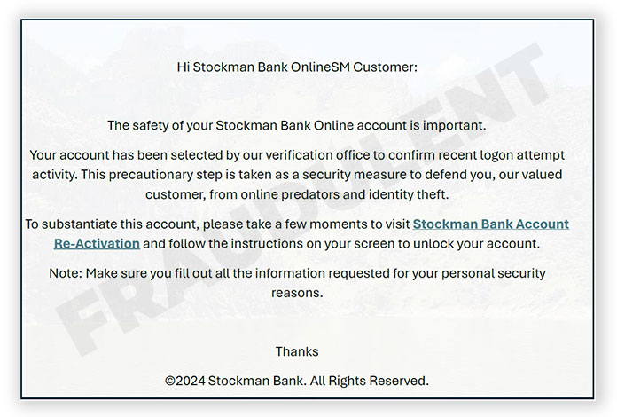 Fraud Protection | Stockman Bank